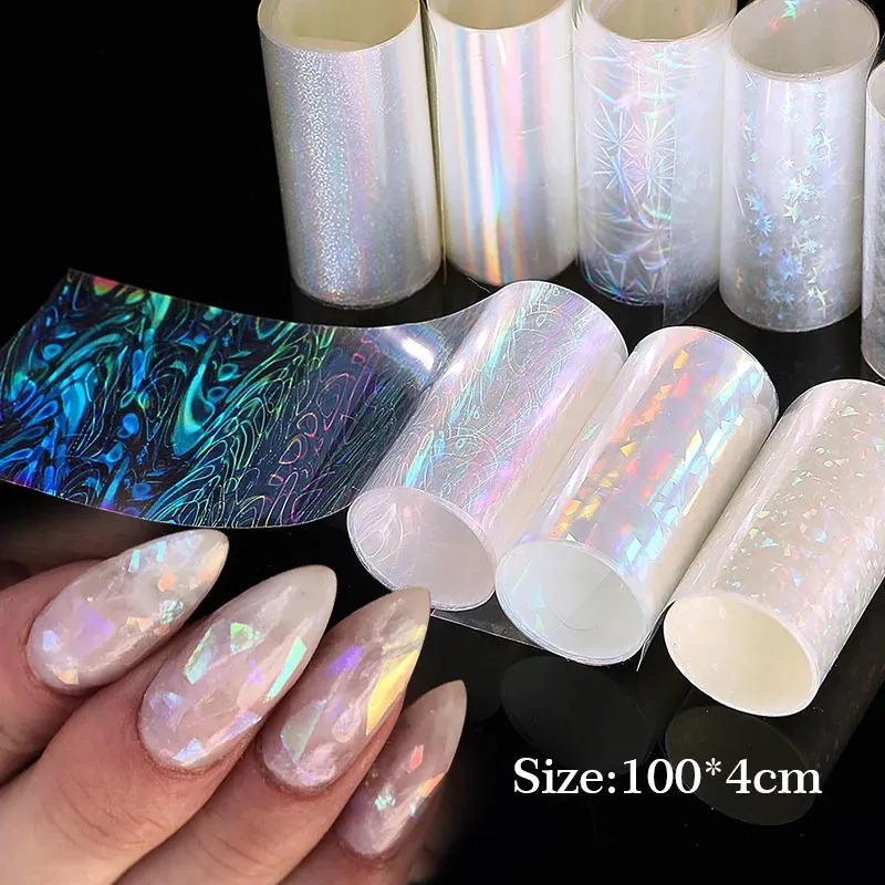 Nail Art Aurora Cellophane Glass Foil Film Sticker Colorful Transfer ...