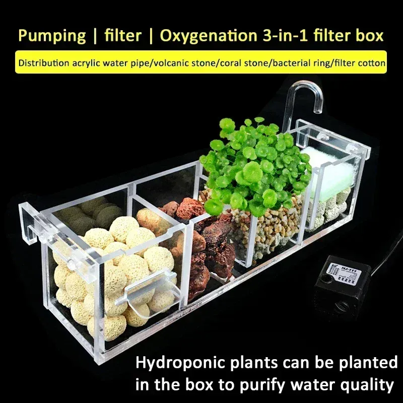 DHgate.com:Transparent Acrylic Aquarium Filter Box - 3-in-1 Water ...