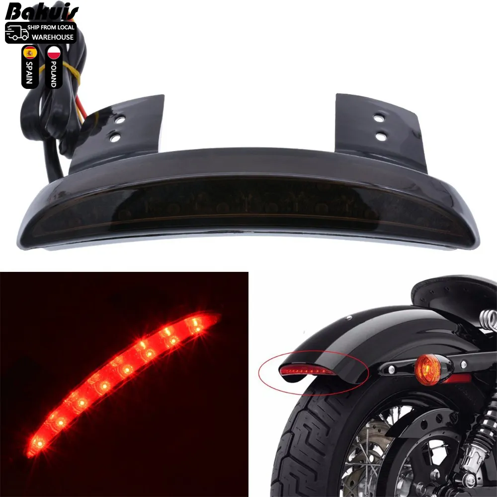 Red Smoked Lens LED Rear Stop Tail Lights Brake Lights For Motorcycle ...