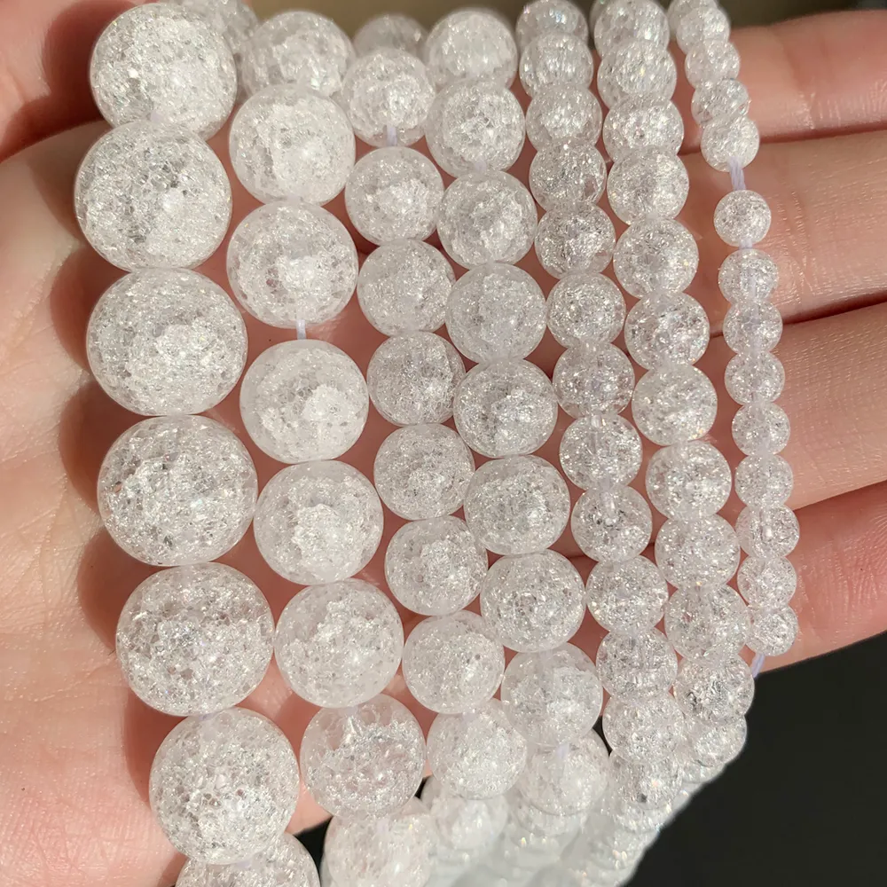 Natural White Cracked Crystal Stone Beads Round 4/6/8/10/12mm 15.5inch ...