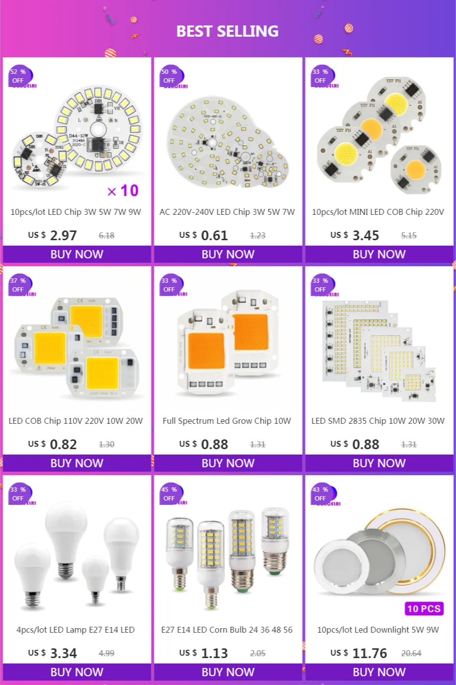 220V-240V SMD 2835 LED Chip Beads 3-18W DIY Downlight Spotlight Warm ...