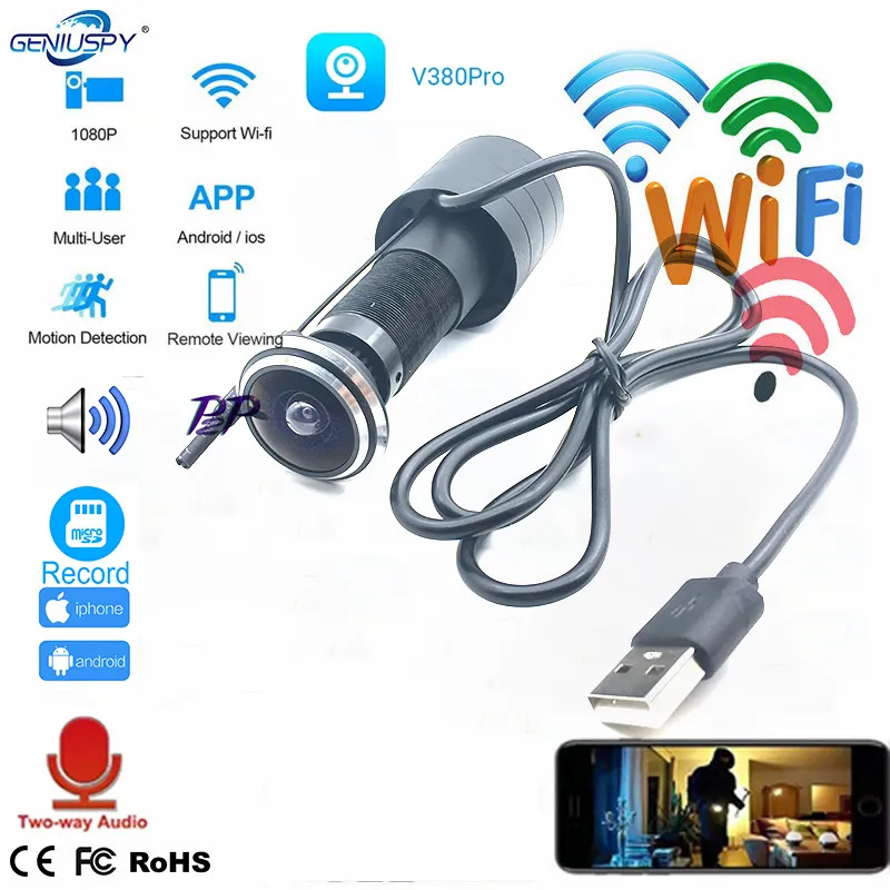 DHgate.com:V380 Pro HD 1080P Door Peephole WiFi Security Camera, 1.78mm ...