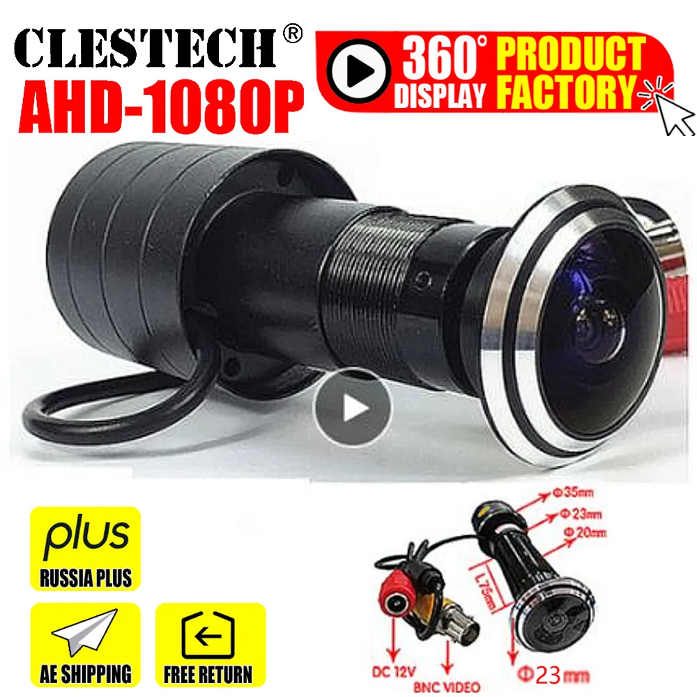 Panorama 170° Door Eye Hole AHD CCTV Mini Camera 1080P Fisheye Sensor ...