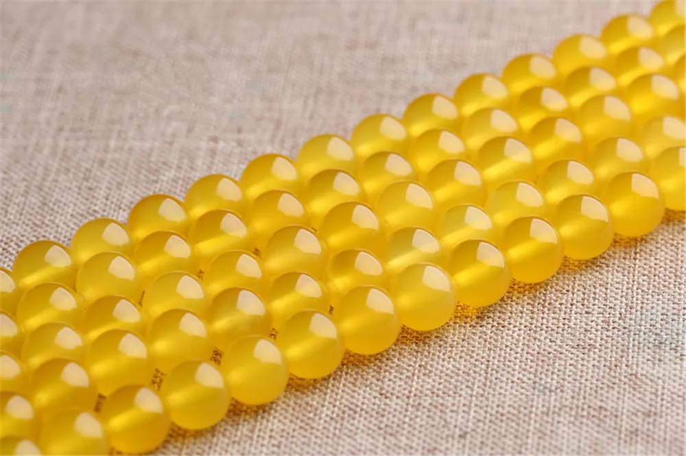Natural Yellow Agate Beads Round Smooth Polished 2mm-14mm for Jewelry ...