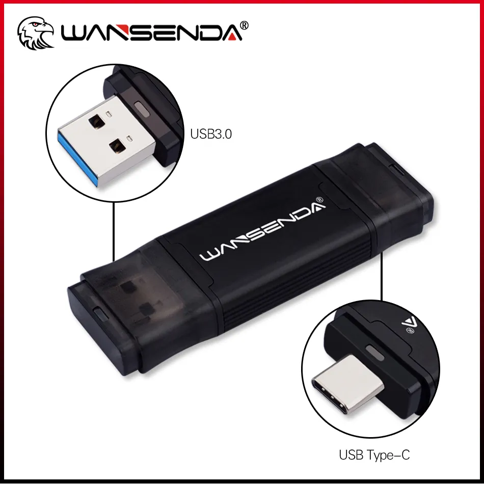 WANSENDA 512GB USB 3.0 Flash Drive Type-C Pen Drive, Portable External ...