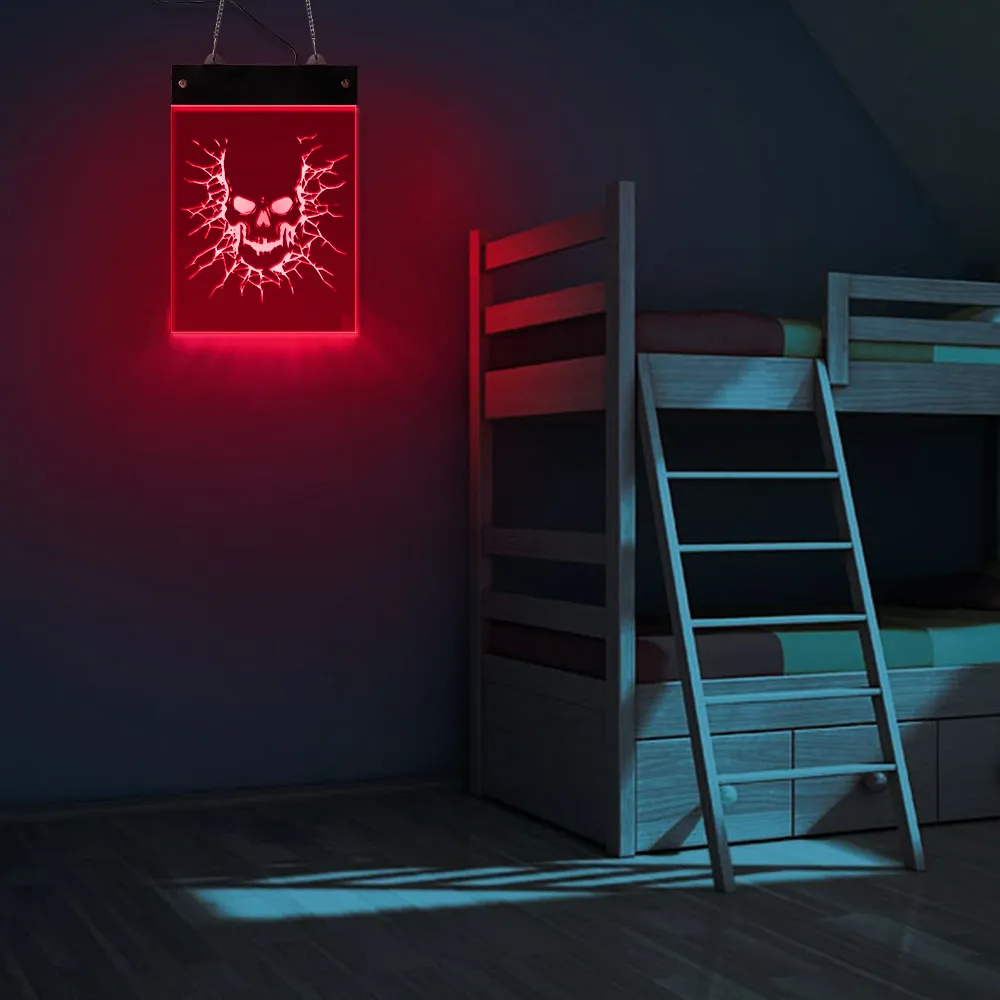 LED Skull Head Light Sign For Halloween And Man Cave Gothic Decor ...