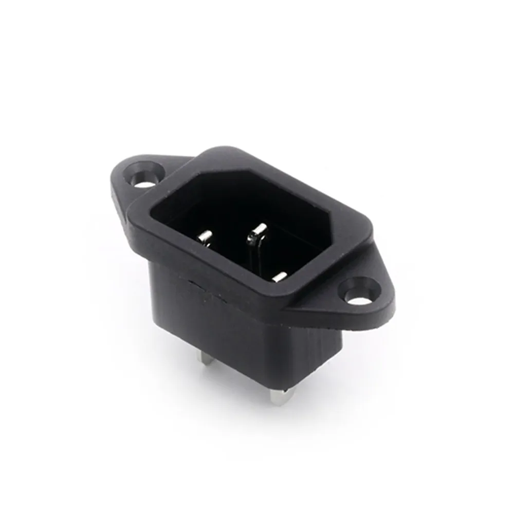Black 3-Pin Terminal Male Plug IEC320 C14 Panel Mount Power Socket AC ...