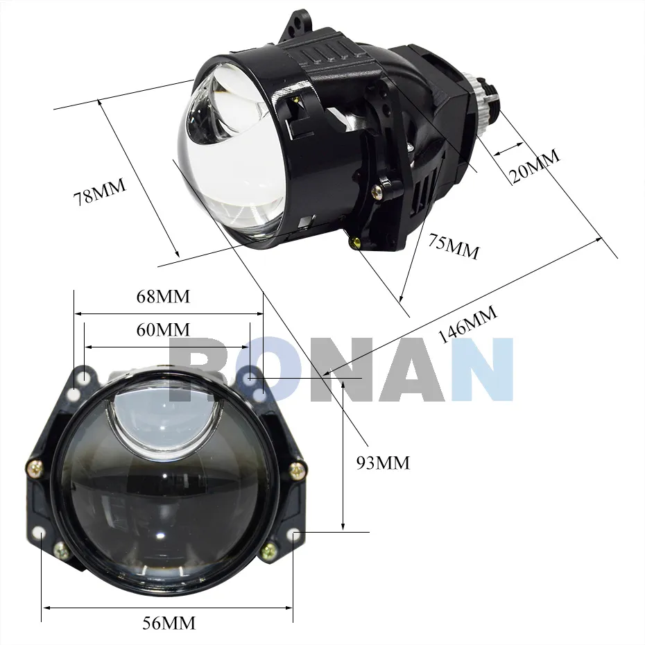 Ronan 56W 3 Hyperboloid Bi LED Projector Lens Matrix Dual LED Chips ...