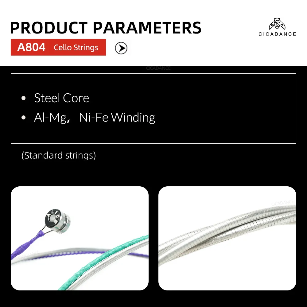 A804 Steel Core Alloy Winding Cello Strings 4/4, 3/4, 1/2 Size for ...