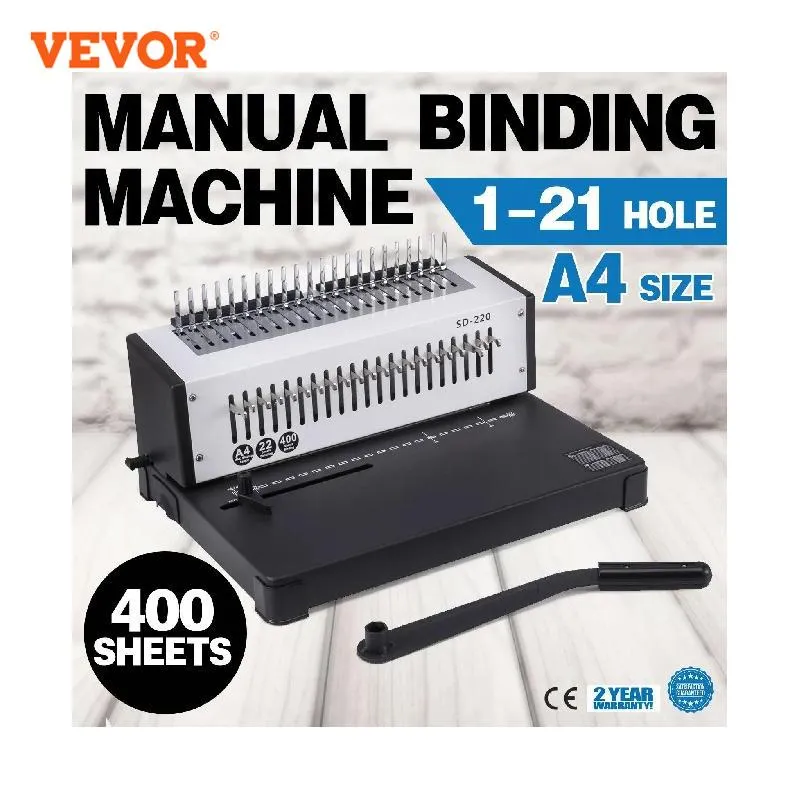 VEVOR A4 Manual Coil Binding Machine Metal Paper Veco Binder With 21/34 ...