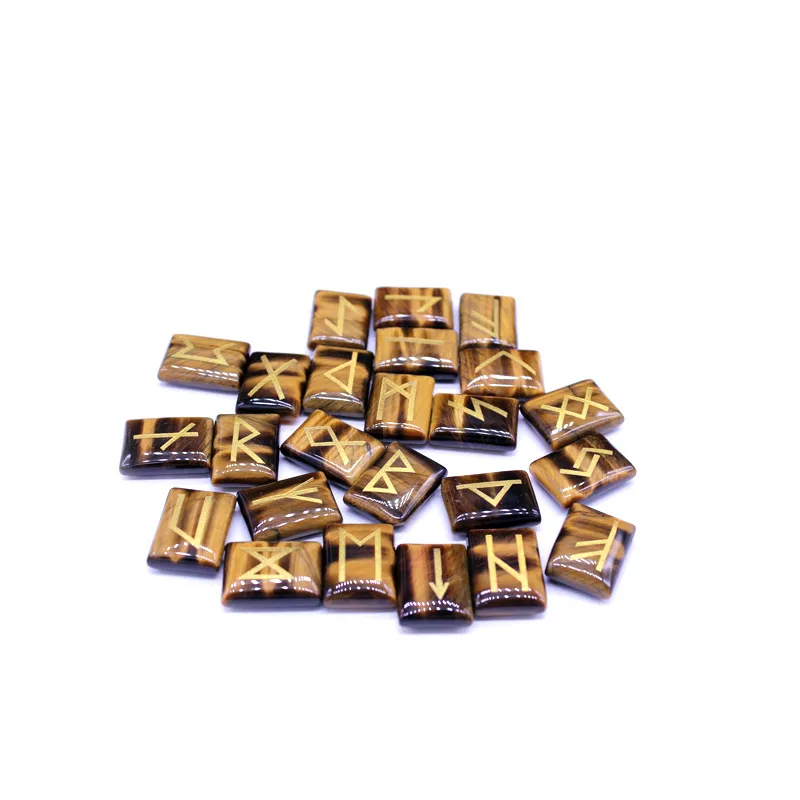Engraved Healing Crystal Reiki Runes: Natural Quartz Tiger Eye Stone ...