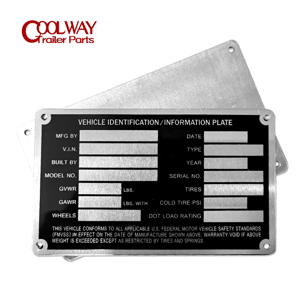 Heavy-Duty Aluminum Trailer ID Tag: Powder-Coated, Custom Serial, RV ...