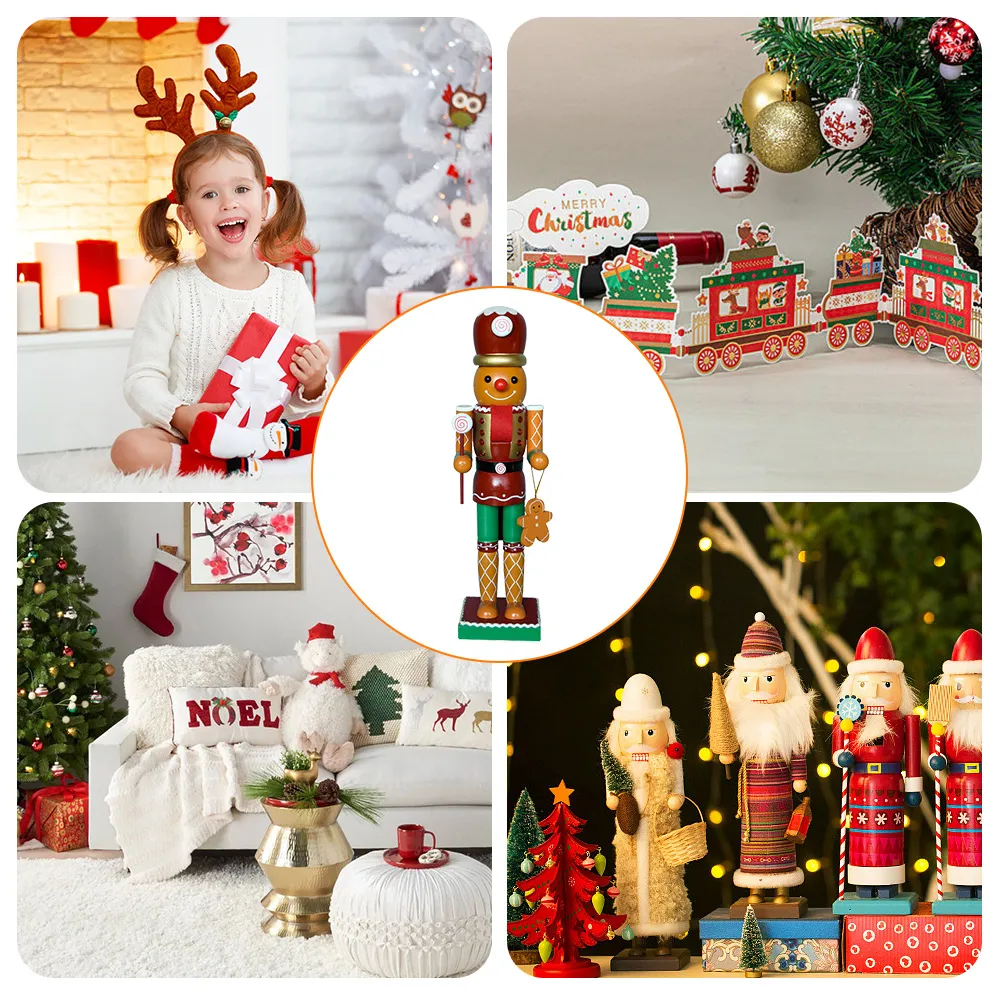 Christmas Wooden Gingerbread Man Ornament Nutcracker Soldier Puppet Toy ...