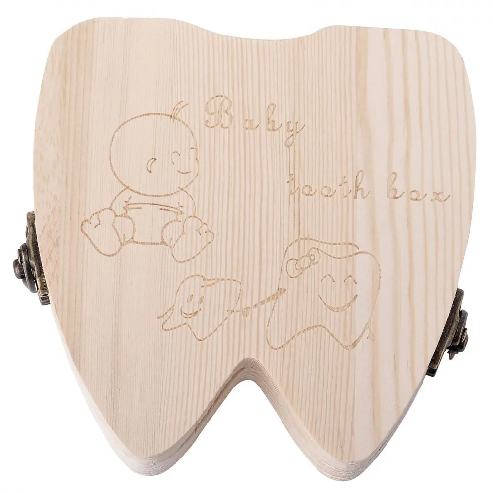 Milk Teeth Keepsake Box: Wooden Tooth Organizer for Baby's First Teeth ...