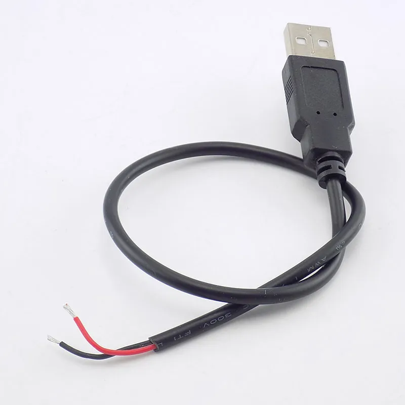 2-Pin DC 5V 1/2M USB 2.0 Male DIY Connector Cable Wire Power Supply ...