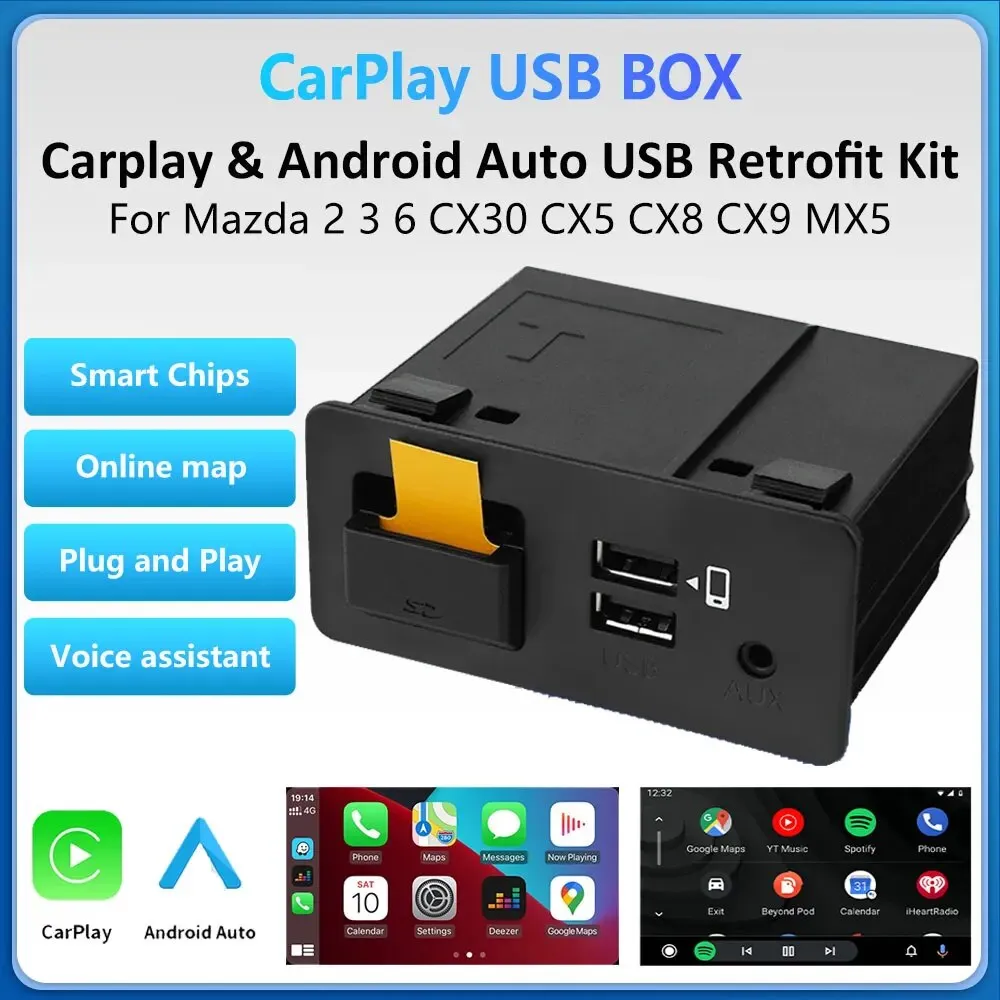 CarPlay AI Box Mazda 2 3 6 CX30 CX5 CX8 CX9 MX5 Android Auto USB ...