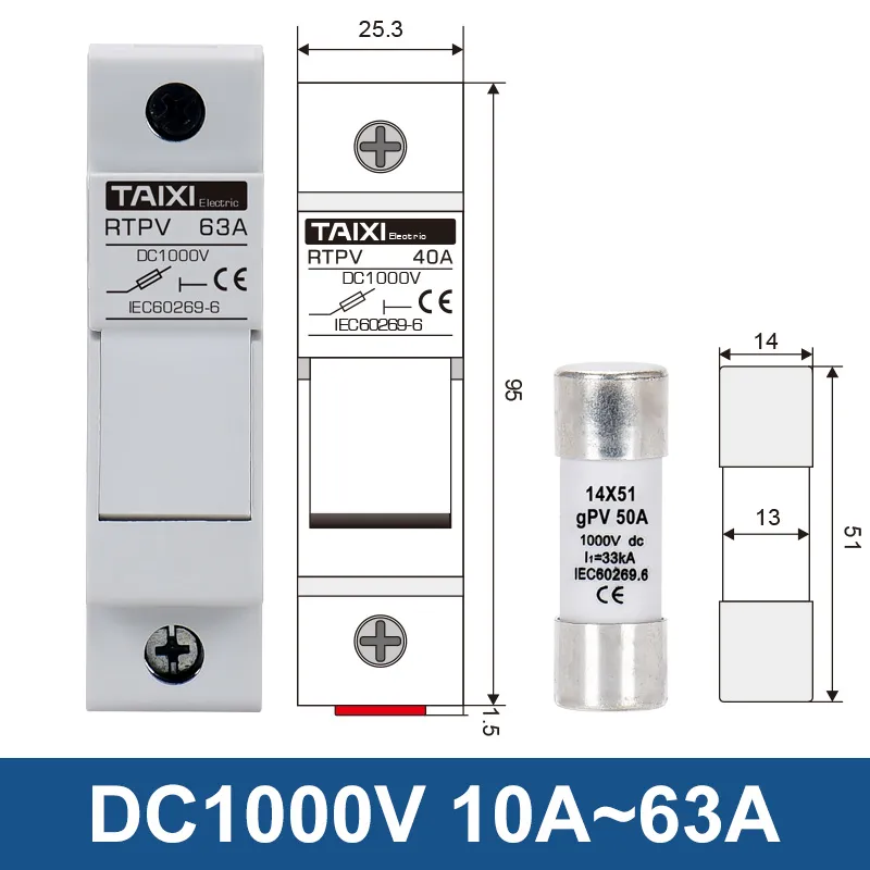 12 Volt DC Fuses, Mini Fuse Circuit Breaker 1000V 1P DC Isolator, 10 ...