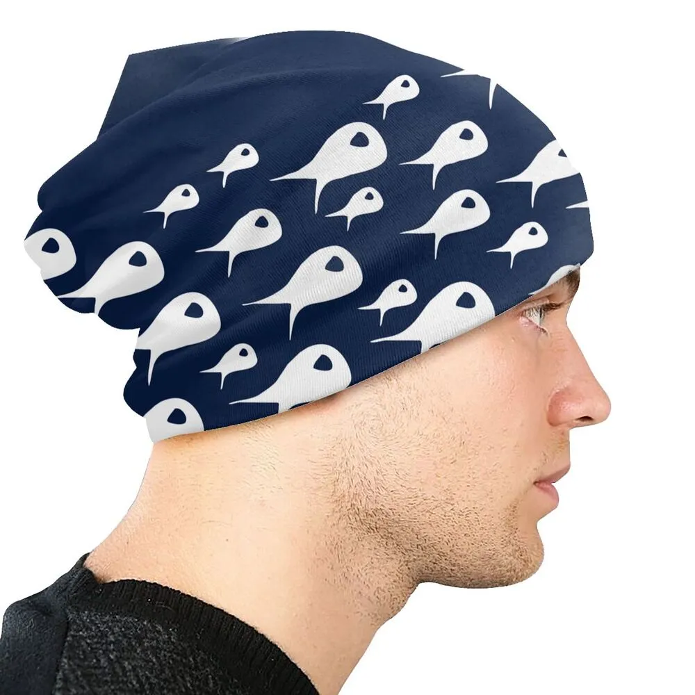 Navy Blue Knitted Sailor Beanie Hat with Skull Pattern for Men, Thermal ...