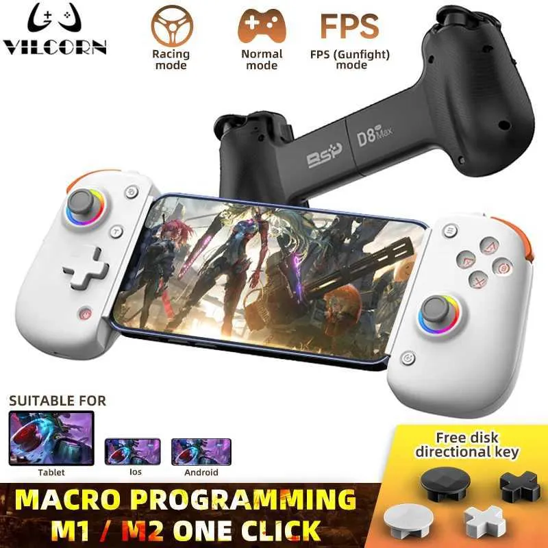 D8Pro Dual Hall Mobile Android Telescopic Controller With 3 Modes For Android, IOS, Tablets, PS4 ...