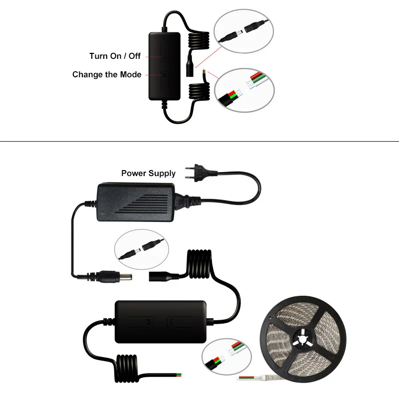 DC5-24V Dream Color LED Strip Light Controller, Bluetooth Smart App ...