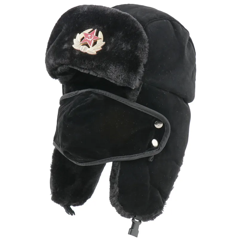 CAMOLAND Russian Ushanka Faux Fur Bomber Hat with Soviet Army Military ...