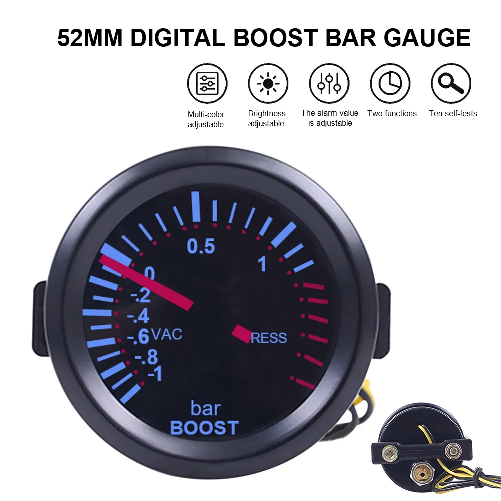 DHgate.com:Universal 52mm Bar Blue LED Light Pressure Turbo Boost Gauge ...