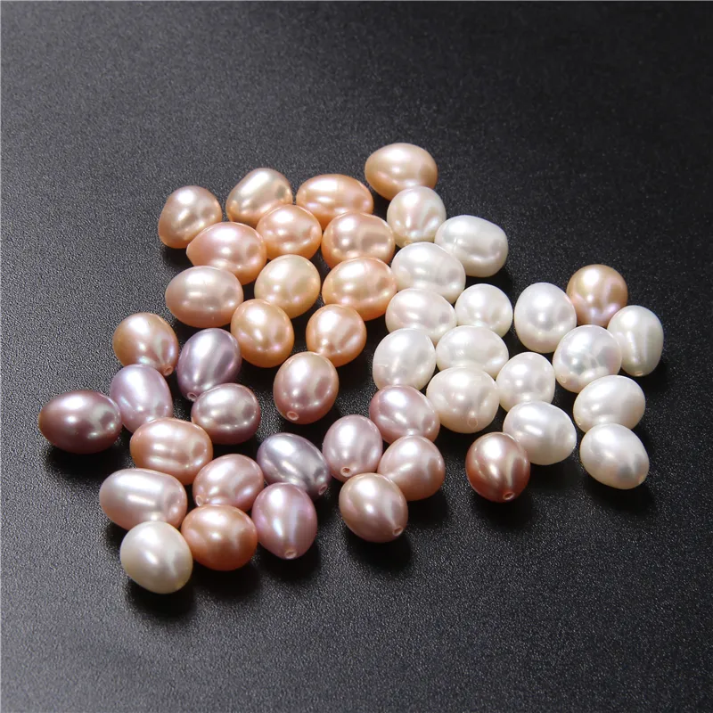 Natural Freshwater Oval Half Drilled Pearls...
