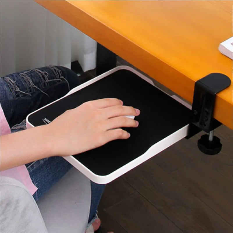 Vinlo Keyboard Mouse Tray with Rotating Mouse Pad Base for Under Desk ...