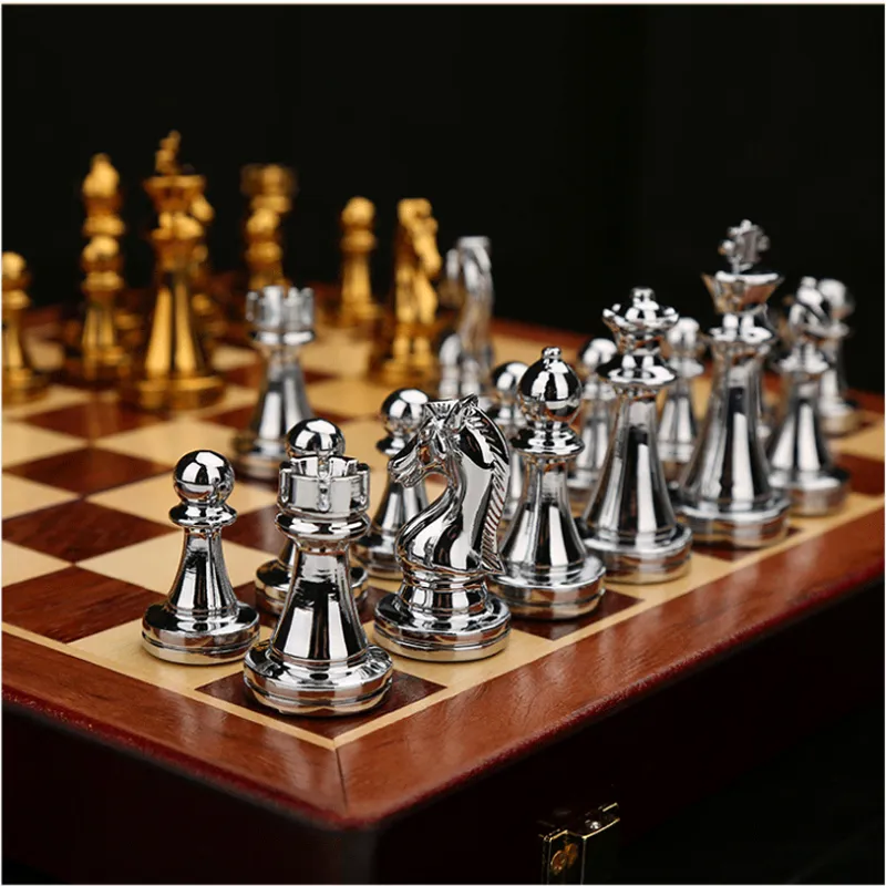 Luxurious Zinc Alloy Chess Set 30302.8cm - Wooden Folding Retro Home ...