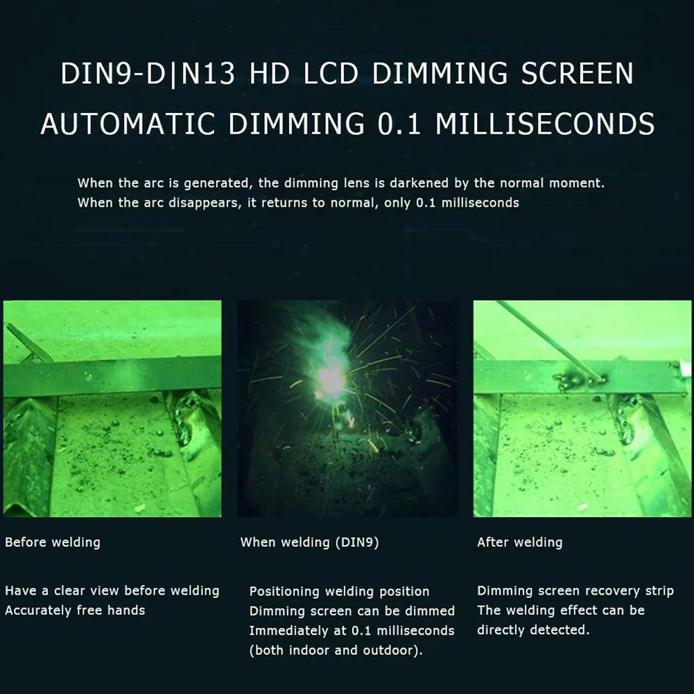 110x90mm LCD Auto-Darkening Solar Welding Helmet, Protective Shading ...