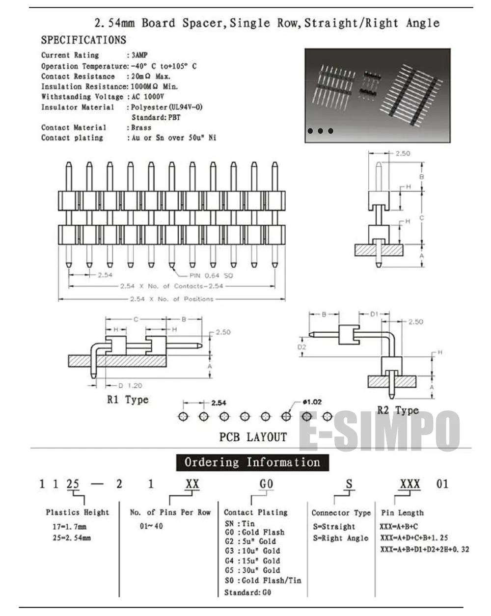 DHgate.com:2.54mm 1x40P Single Row PCB Board Header Pin Connector, Set ...
