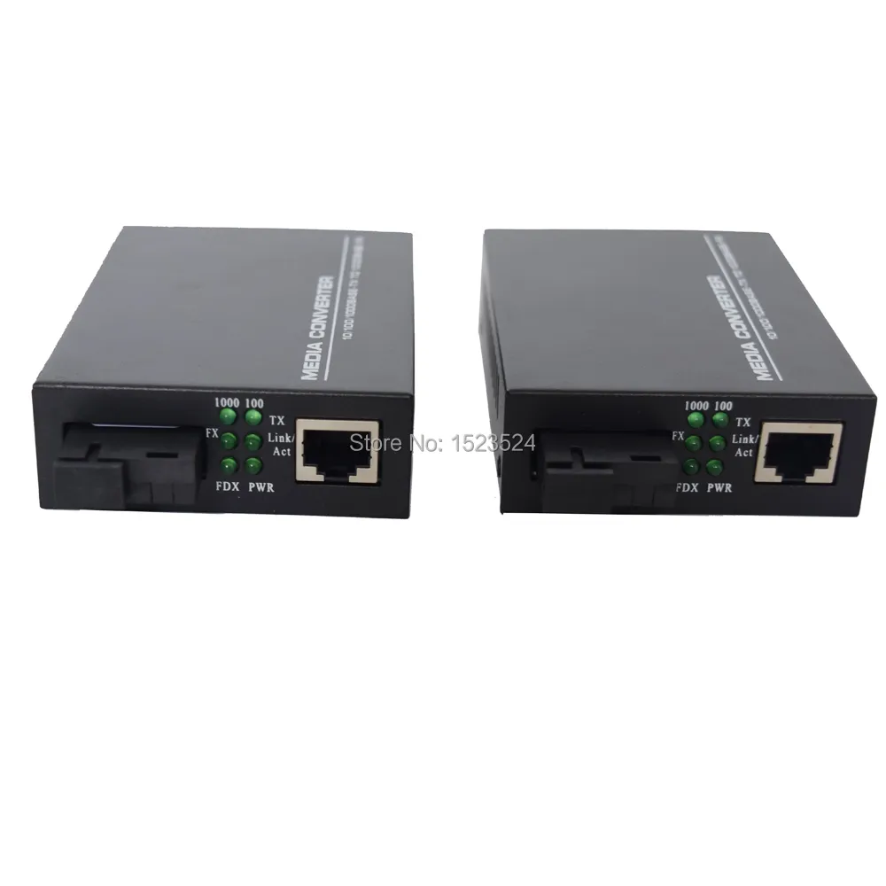 Gigabit Single-Mode SC Port Fiber Media Converter - 10/100/1000 Mbps, 20km, Black Pair from ...