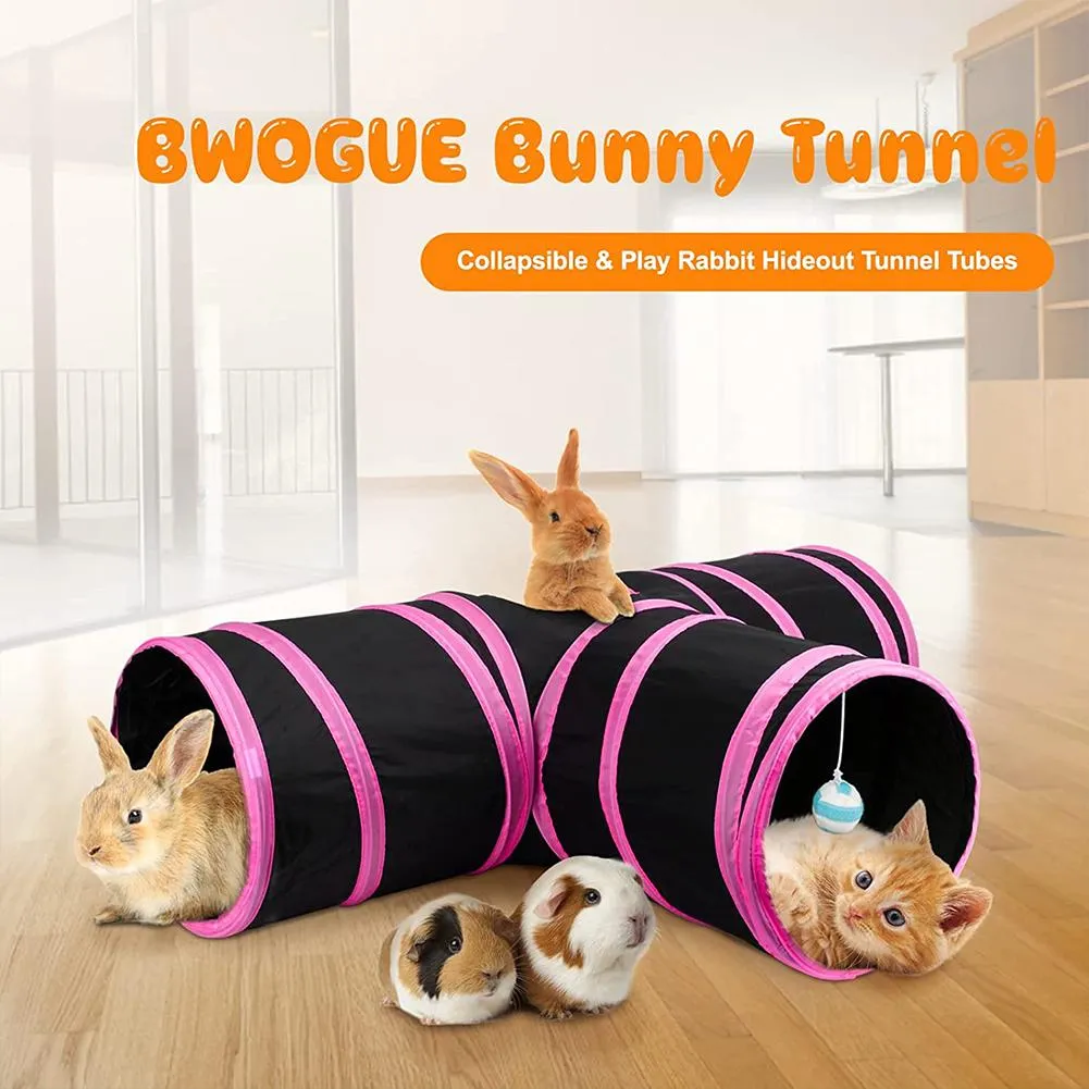 3 Way Hideout Small Animal Tunnel Toys | Collapsible & Colorful Fun For ...