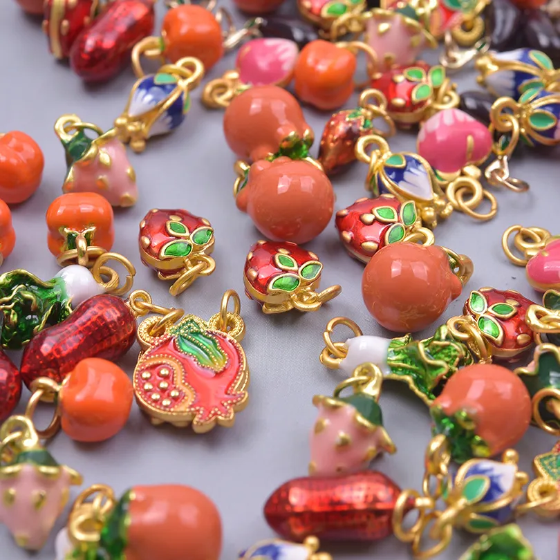 Kawaii Crafts Enamel Vegetable Charms Set Handmade Fruit Strawberry ...