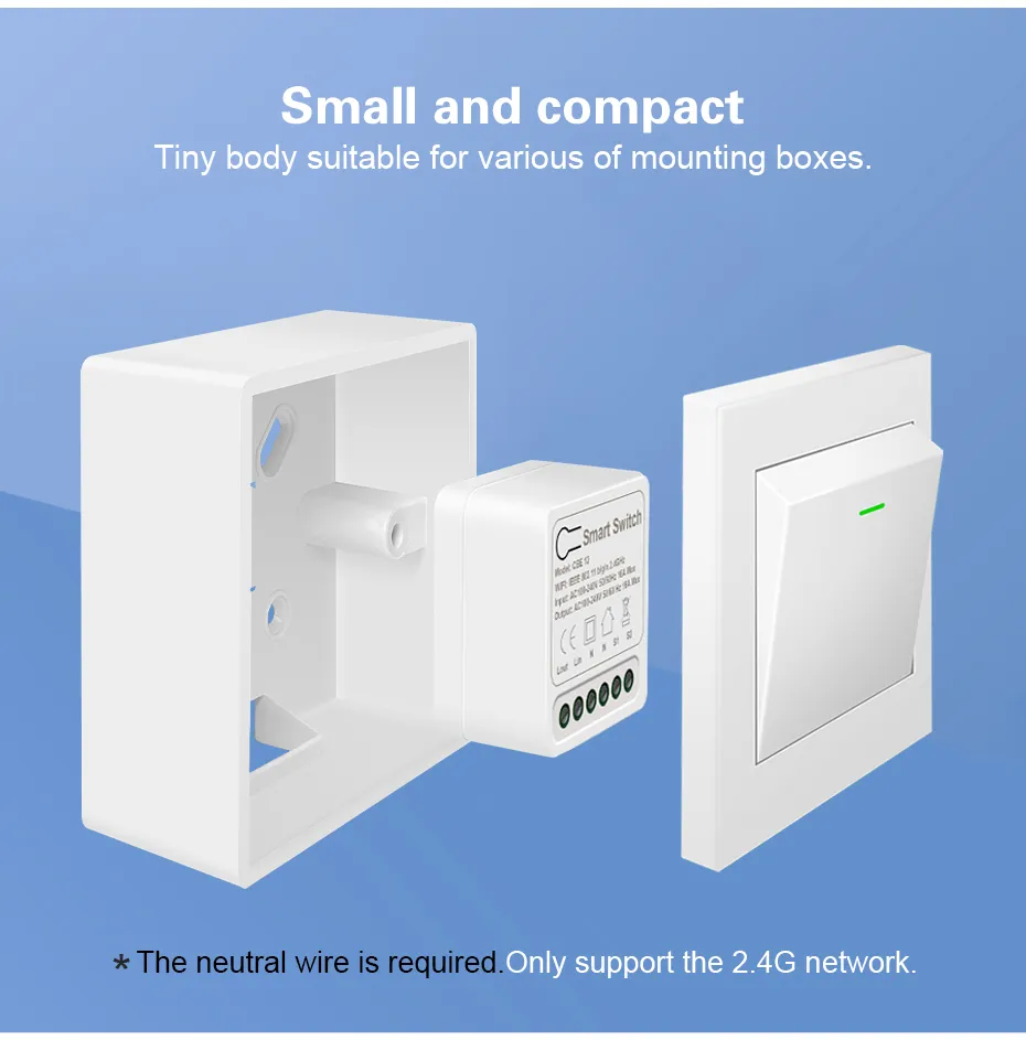 Tuya Mini Smart WiFi Switch Module: Voice-Activated Light DIY Switch ...