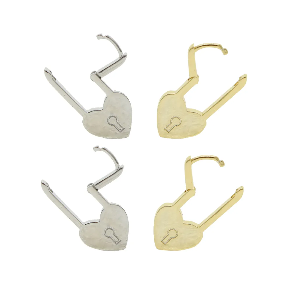 Heart Shaped Lock Earring with Safety Pin Design - Unique Jewelry for ...