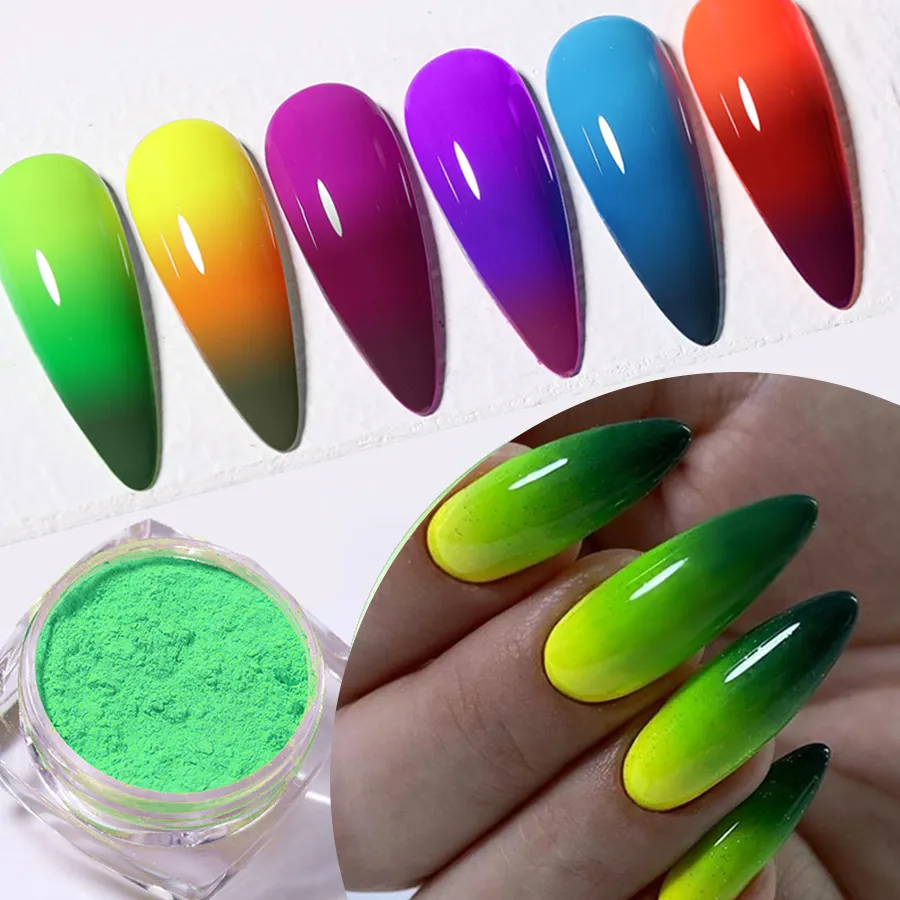 Thermal Temperature Changing Nail Powder Reflective Flash Glitter ...