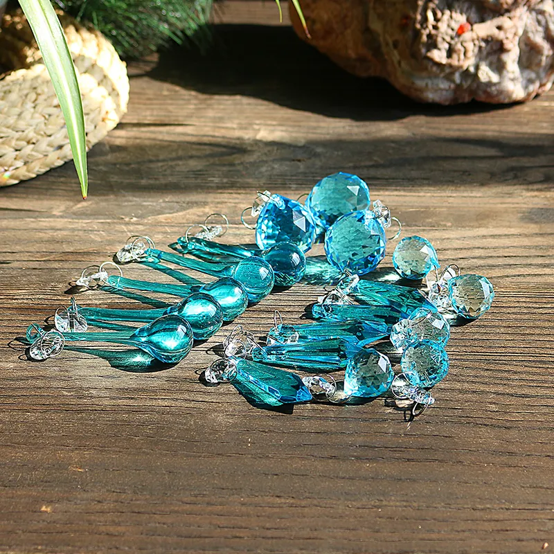 Blue Crystal Teardrop Chandelier Prisms - Hanging Glass Crystal ...