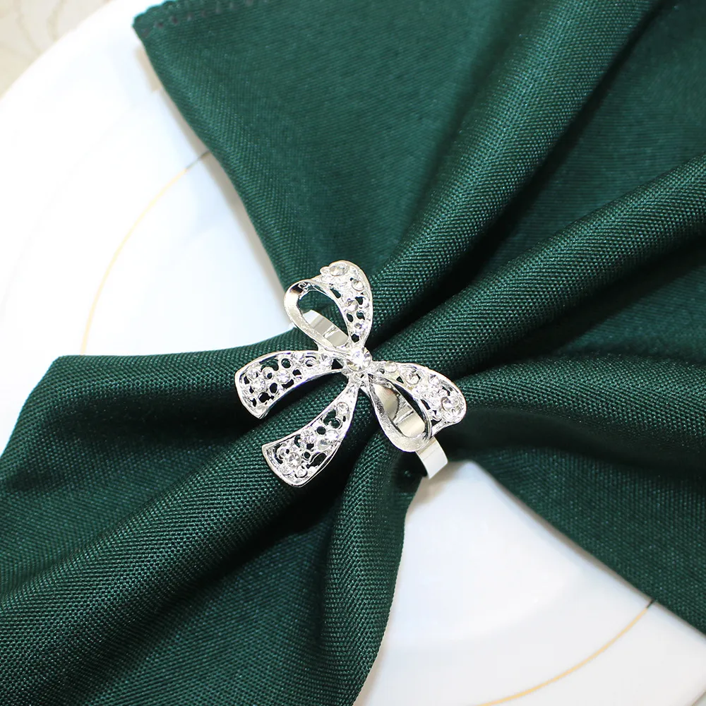 Christmas Decorations Crystal Rhinestone Bowknot Napkin Rings for Wedding Birthday Christmas ...