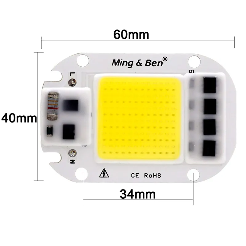 High Power 5 50W LED COB Chip Lamp For DIY Floodlight Spotlight, 220V Input With Smart IC Driver ...