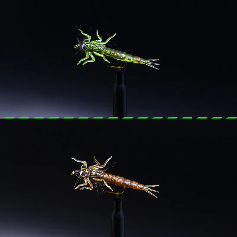 Artificial Damselfly Nymph Fly Tying Lures Pack Rubber Body and Legs ...