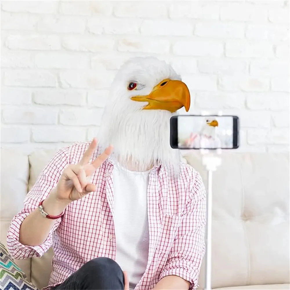 Realistic Animal Masks: White Eagle Full Head Mask, Cosplay Hawk Bird ...