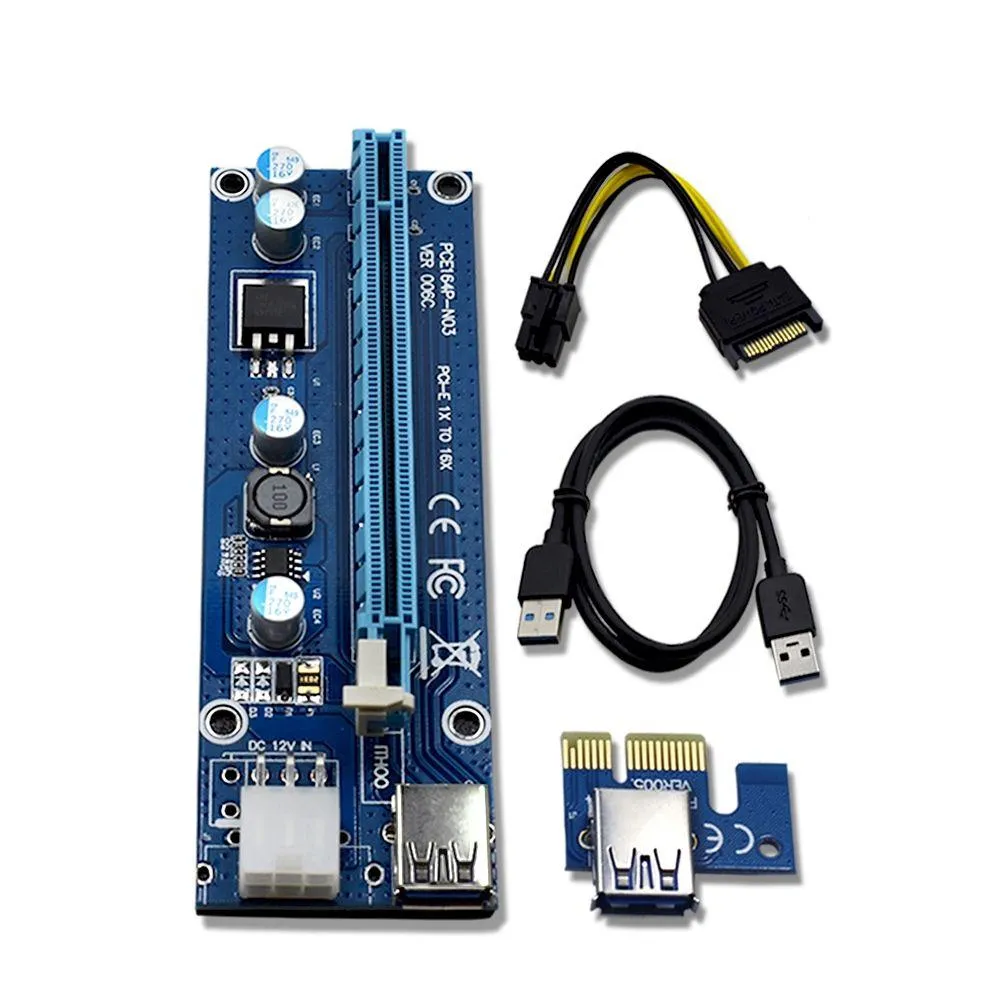 DHgate.com:Computer Interface Card PCI-E Riser Ver 006C with LED, SATA ...