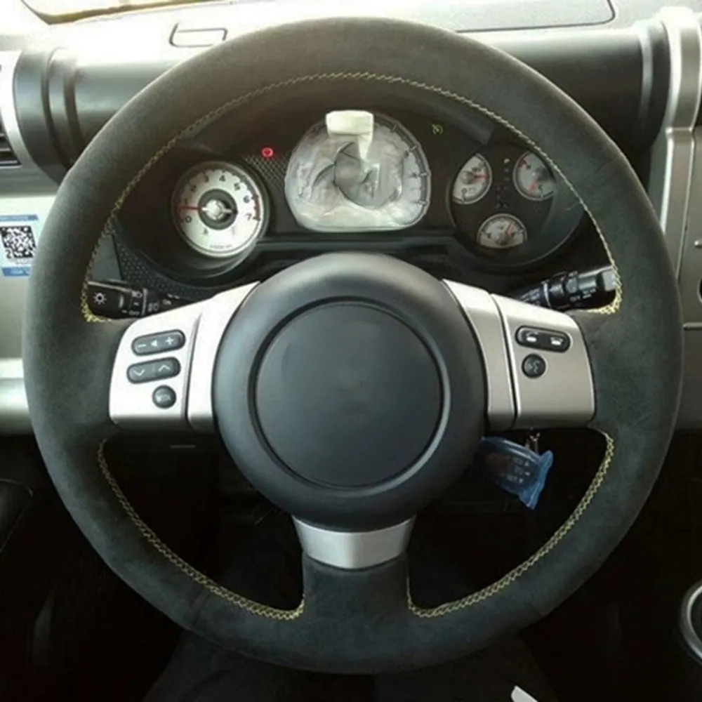 DHgate.com:Black Genuine Leather Suede Car Steering Wheel Cover for ...