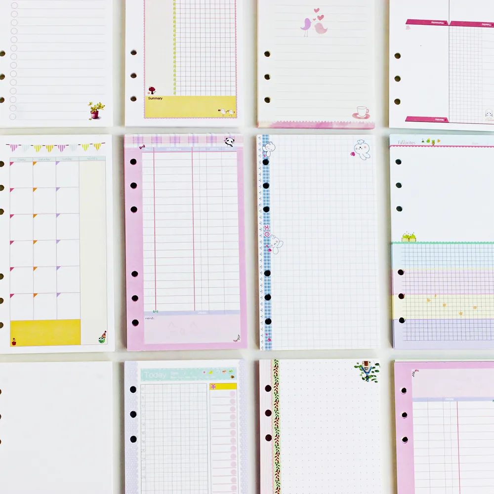 Colorful Spiral Notebook Filler Paper Refill A5/A7, Planner Diary Inner ...