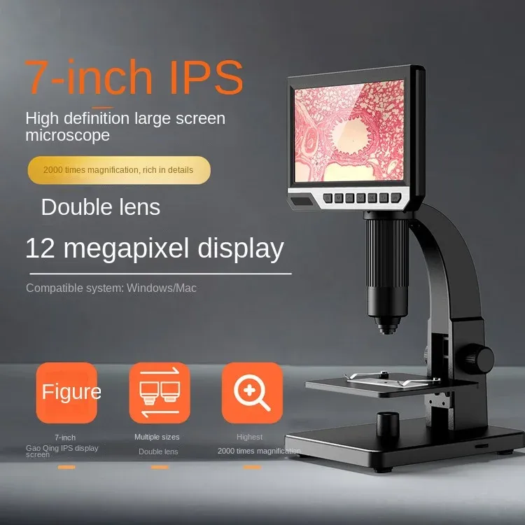HD Digital Microscope, 7-Inch 2000X Dual-Lens Industrial Mobile Phone ...