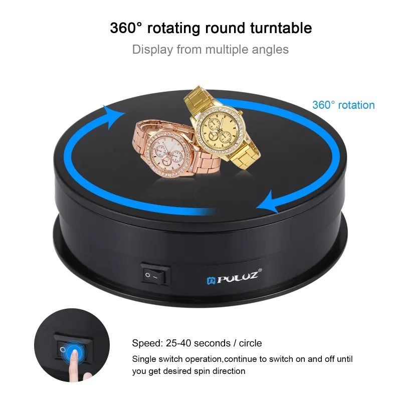 2024 PULUZ 30cm USB Electric Rotating Display Turntable, 1-10kg Load, for Product Photography ...