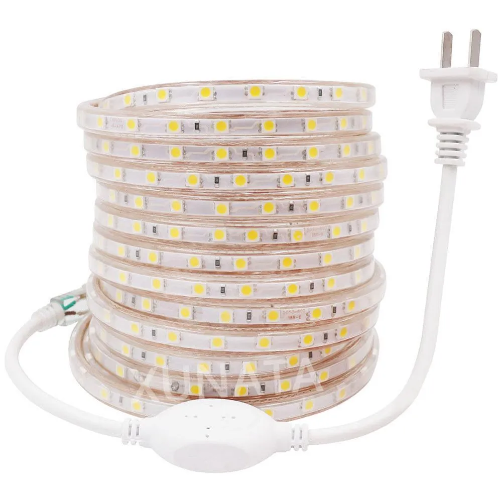 220V 110V LED Strip Tape 5050 60 LEDs Meter Flexible Waterproof LED ...