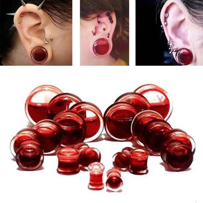 Flesh Tunnel Earrings Red Liquid Acrylic Ear Gauges And Plugs, Big Size ...