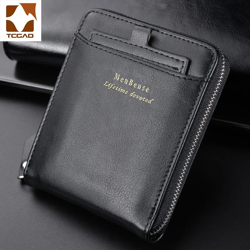 Vintage Leather Coin man purse for Men with Card Holder and Zipper ...